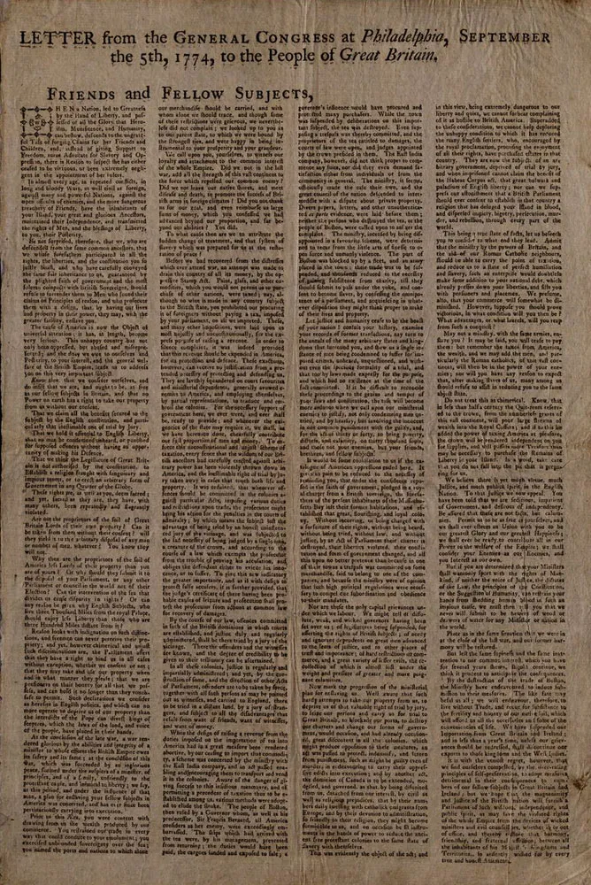 An Address to the People of Great Britain, 1774 | Hamilton Education ...