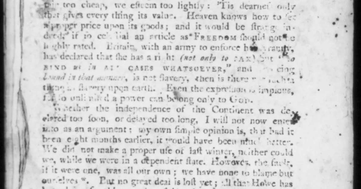 Thomas Paine’s The American Crisis, 1776 | Hamilton Education Program
