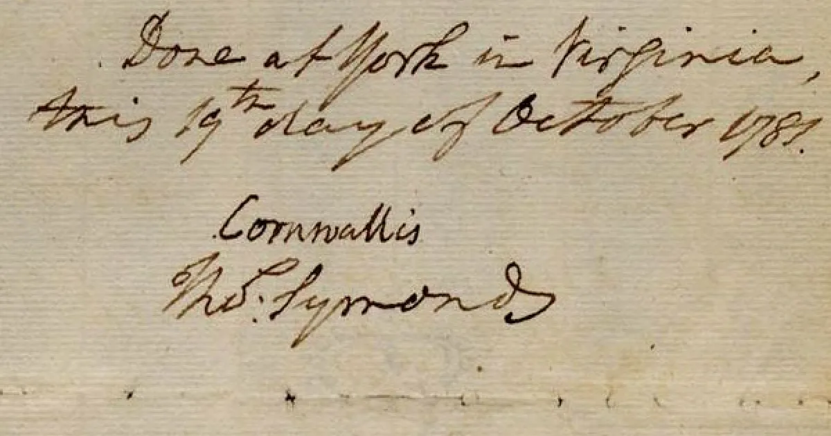 George Washington to Lord Cornwallis on Terms of Surrender, 1781 ...