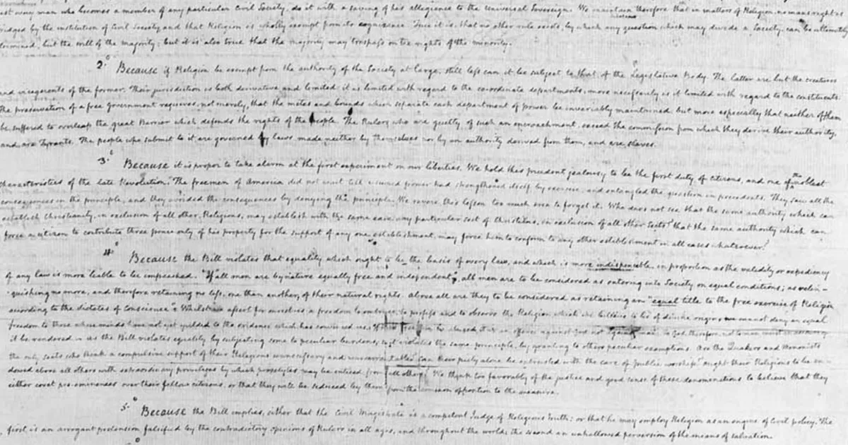 James Madison’s Memorial and Remonstrance against Religious Assessments ...