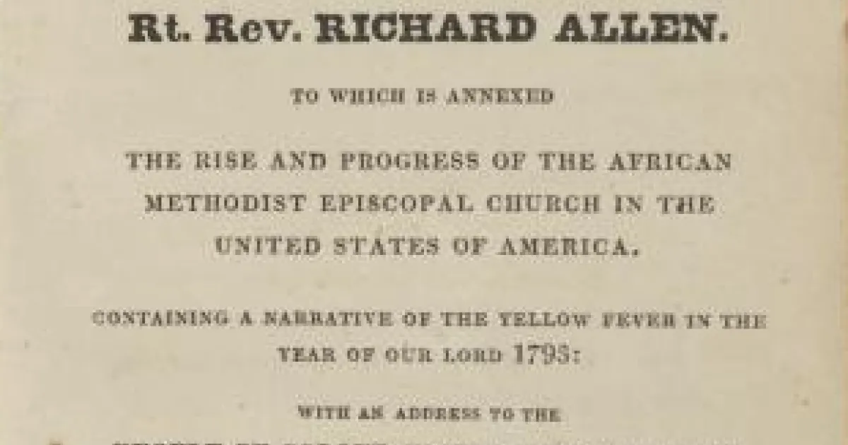The Autobiography of Richard Allen, 1833 | Hamilton Education Program