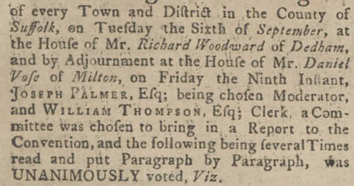 The Suffolk Resolves, 1774 | Hamilton Education Program