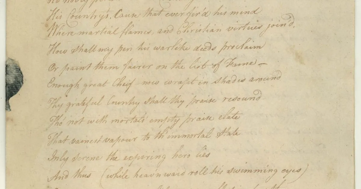 Phillis Wheatley’s “On the Death of General Wooster,” 1778 | Hamilton ...